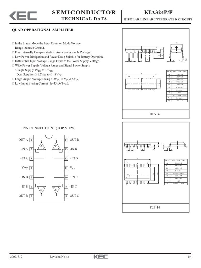 Kia324p Kec | Download Free PDF | Operational Amplifier | Manufactured Goods