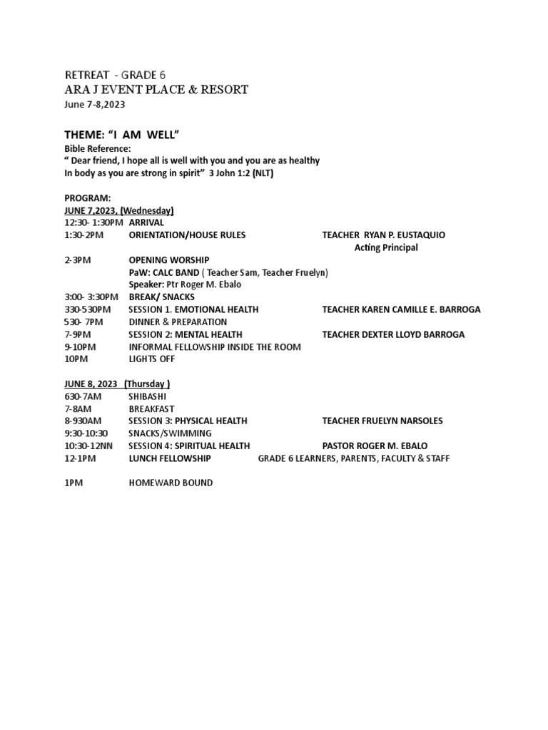 Flow For Retreat 2023 Calc | PDF