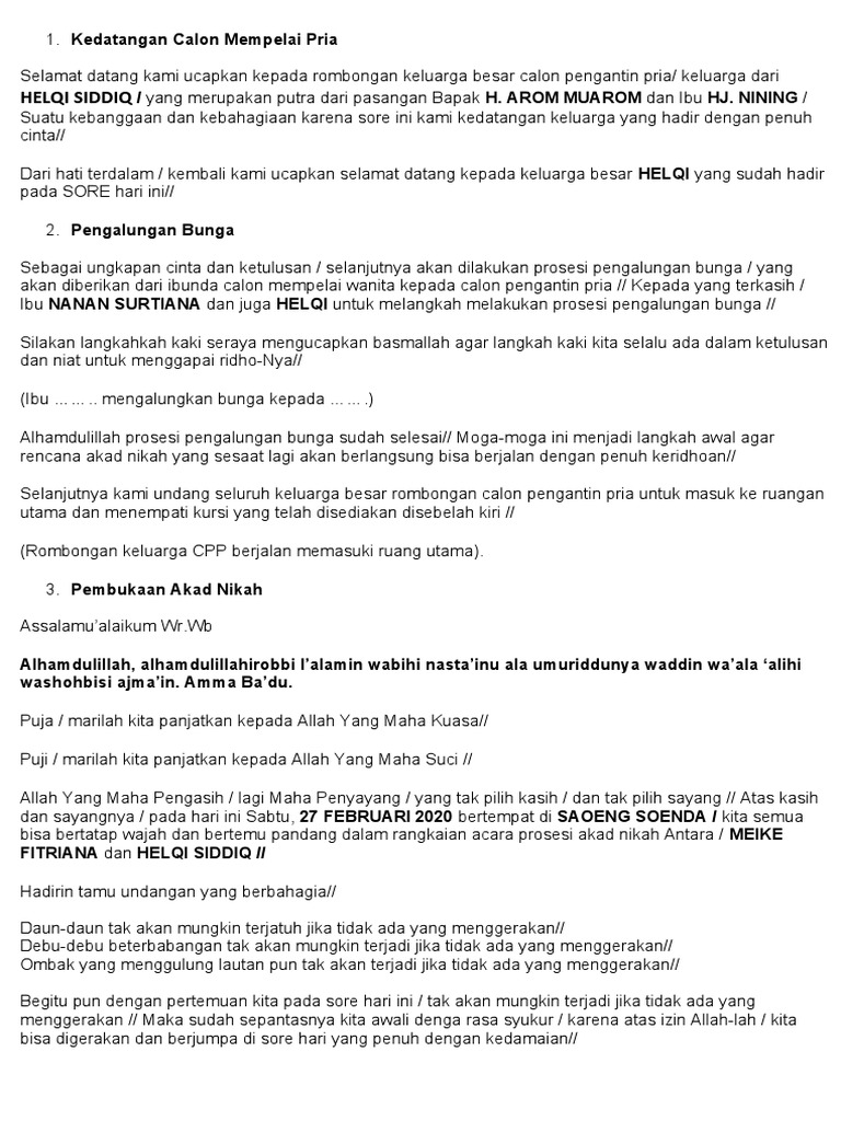 Cue Card MC Wedding Indonesia Ayu | PDF