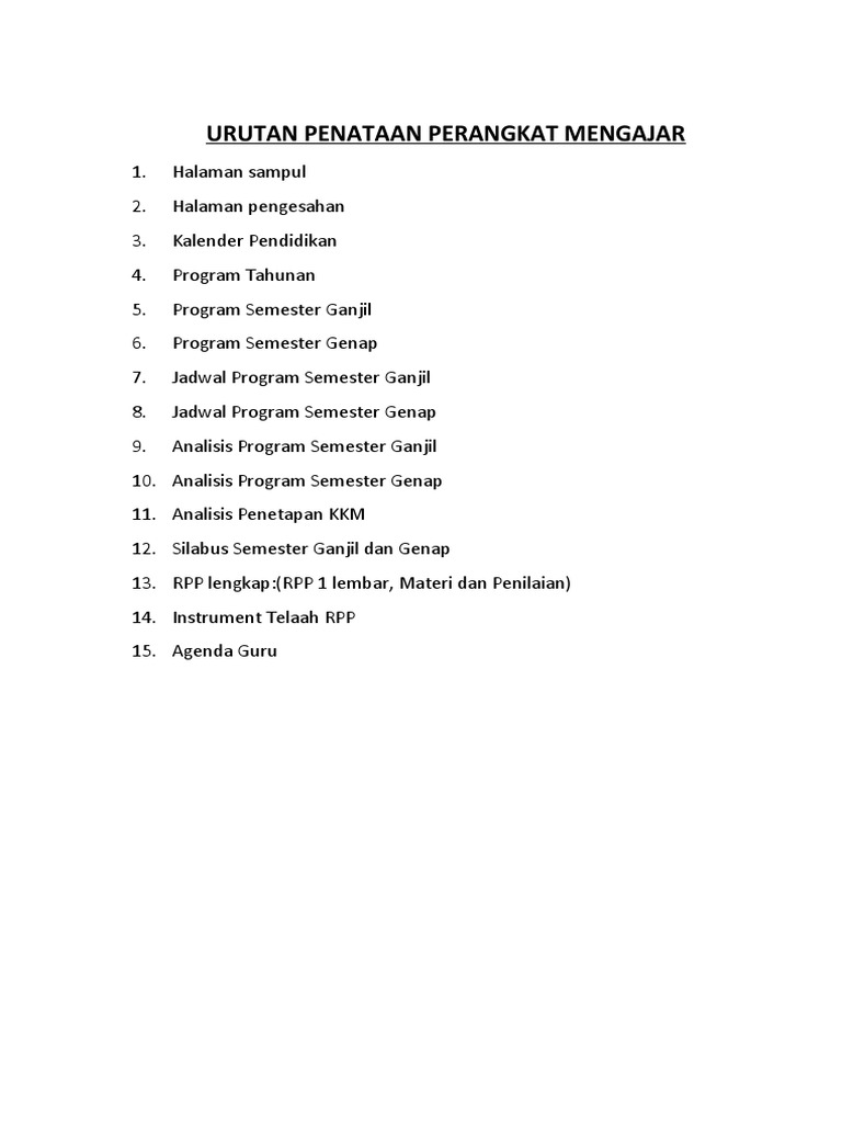 Urutan Penyusunan Perangkat Mengajar | PDF