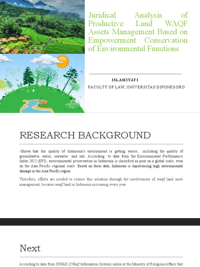 ISLAMIYATI-PPT ICOLEG 3 Juridical Analysis of Productive Land WAQF.. | PDF | Sustainability ...