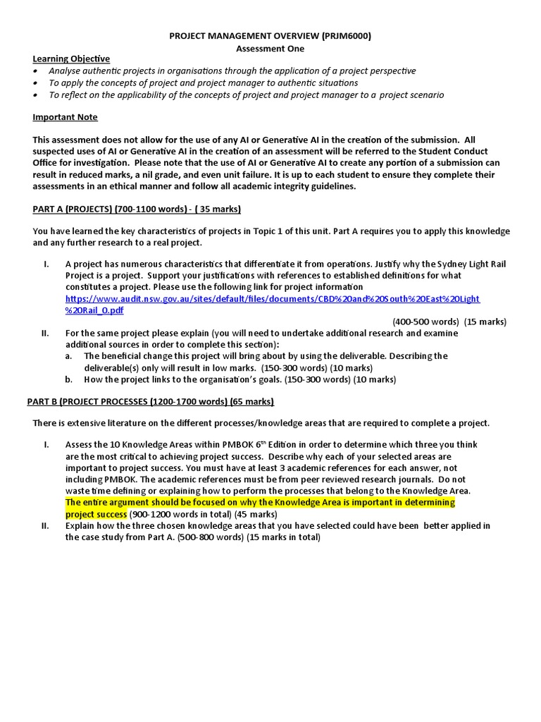 Project Management Assessment Guide | PDF | Knowledge | Artificial ...
