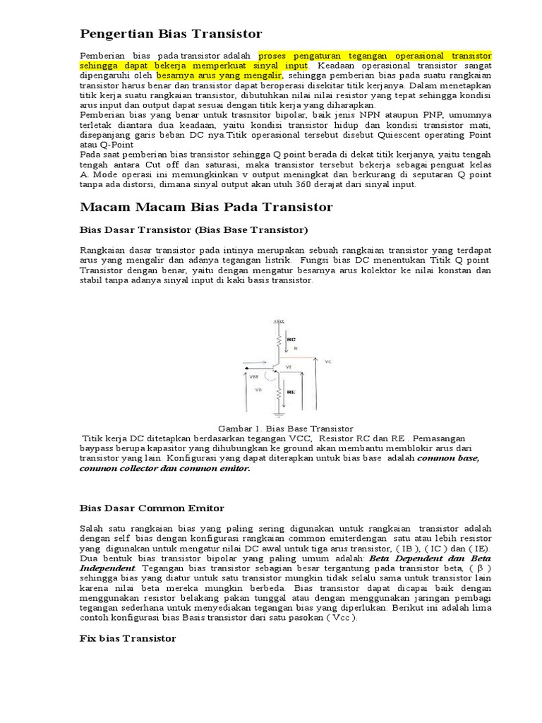 Pengertian Bias Transistor | PDF
