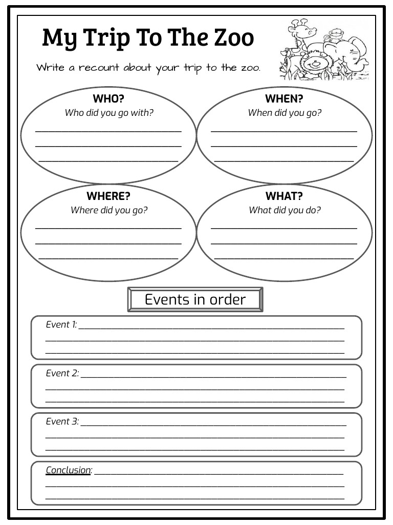 Zoo Trip Recount Writing Template | PDF