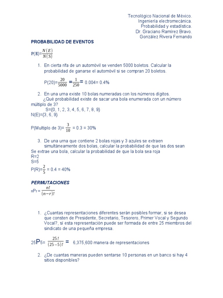Probabilidad de Eventos | PDF | Probabilidad