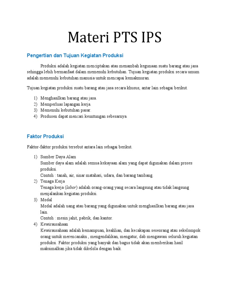 Materi Pts Ips | PDF