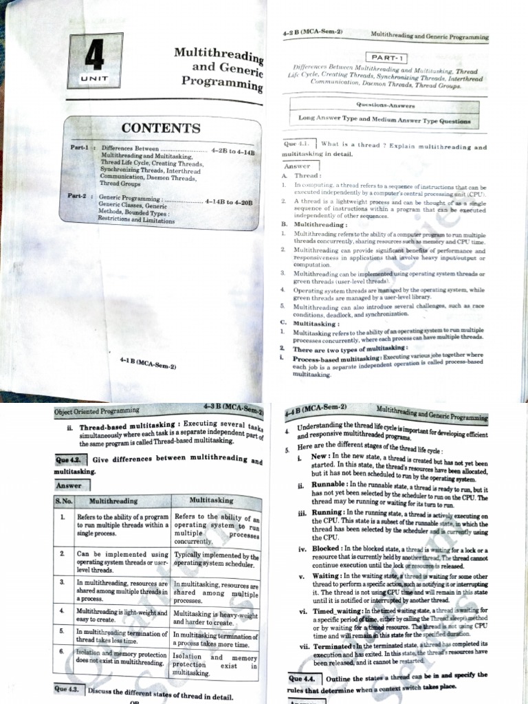 Oops Unit 4 Pdf Method Computer Programming Thread Computing 
