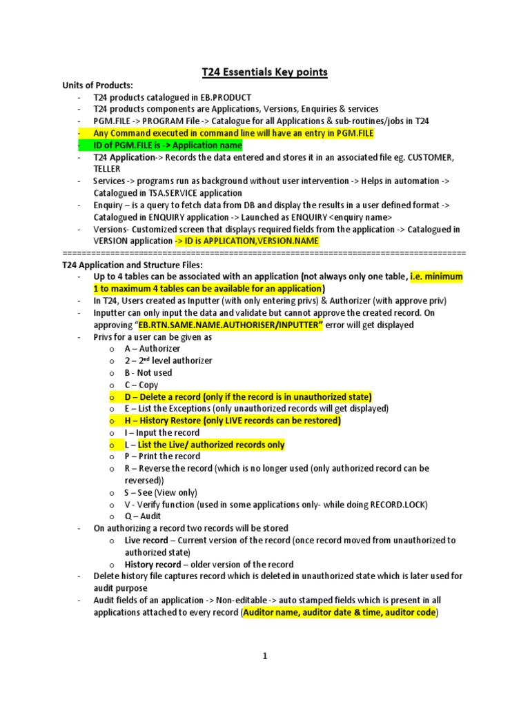 T24 Essentials Key Points | PDF | Menu (Computing) | User (Computing)