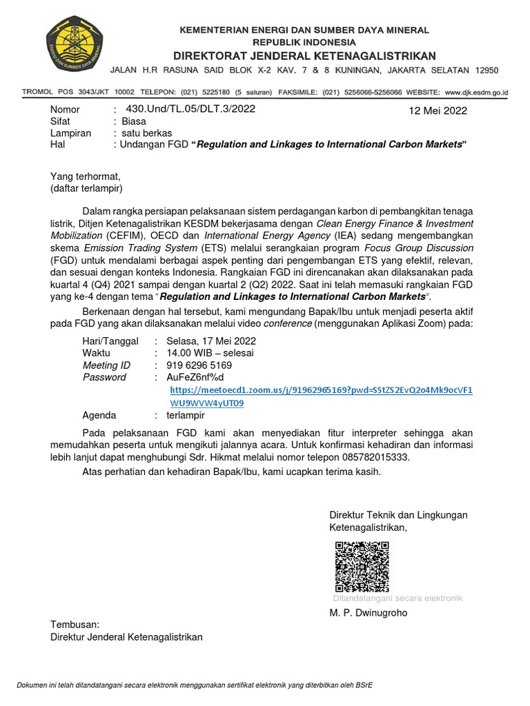 Undangan FGD Perdagangan Karbon Internasional | PDF