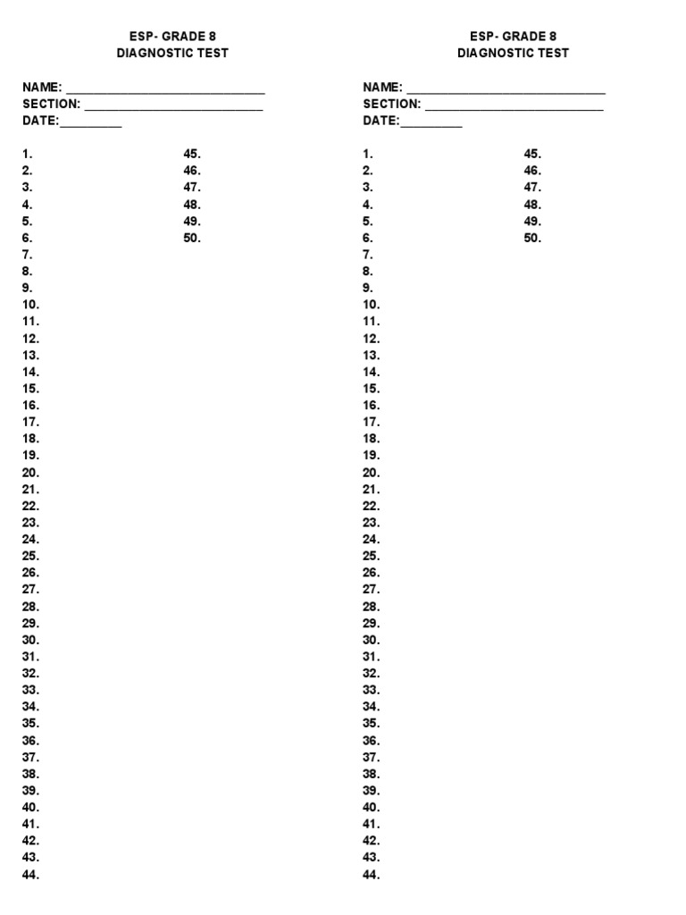 Carpentry Diagnostic Ans Sheet | PDF