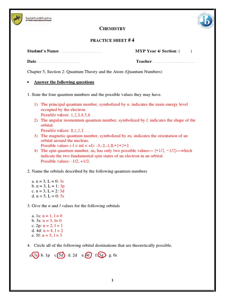 Answer Key | PDF | Atomic Orbital | Electromagnetism