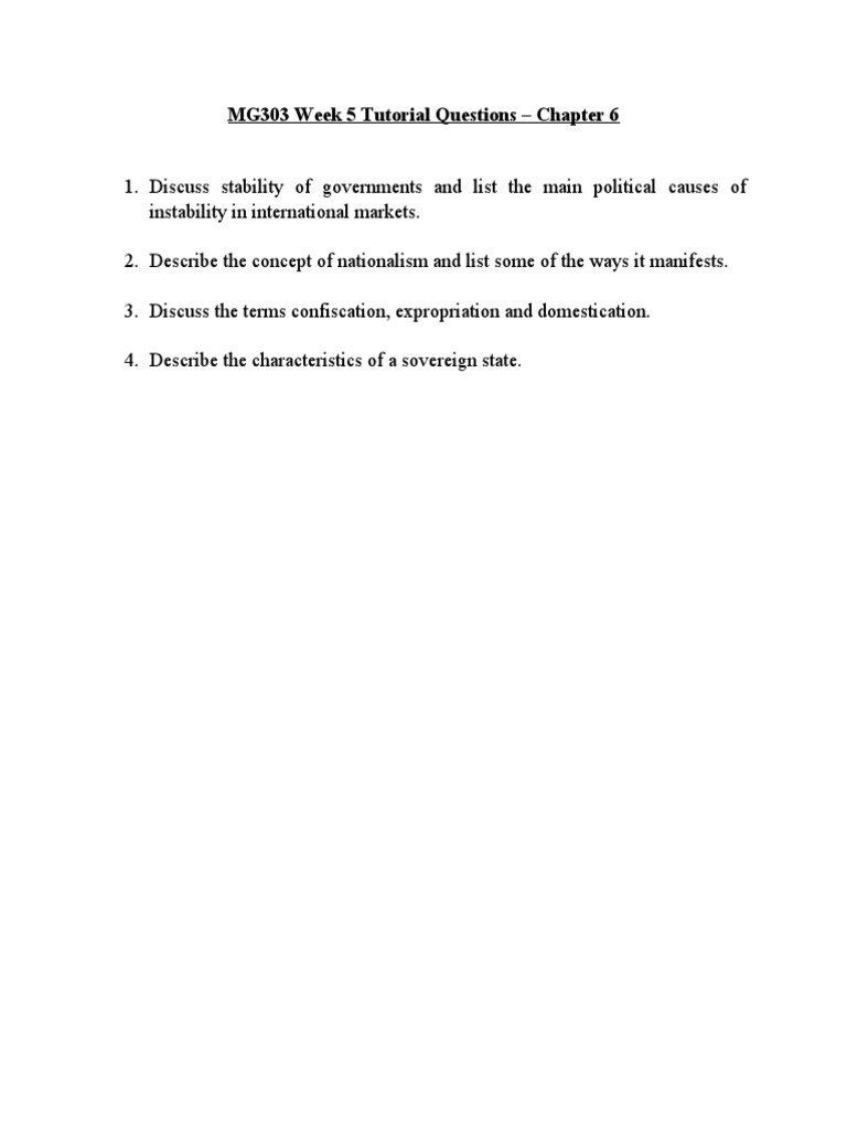 MG303 Week 5 Tutorial Questions CHP 6 | PDF | Politics