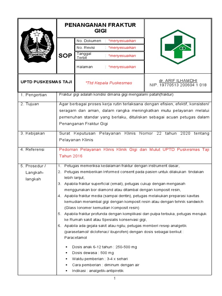 1. SOP PENANGANAN FRAKTUR | PDF
