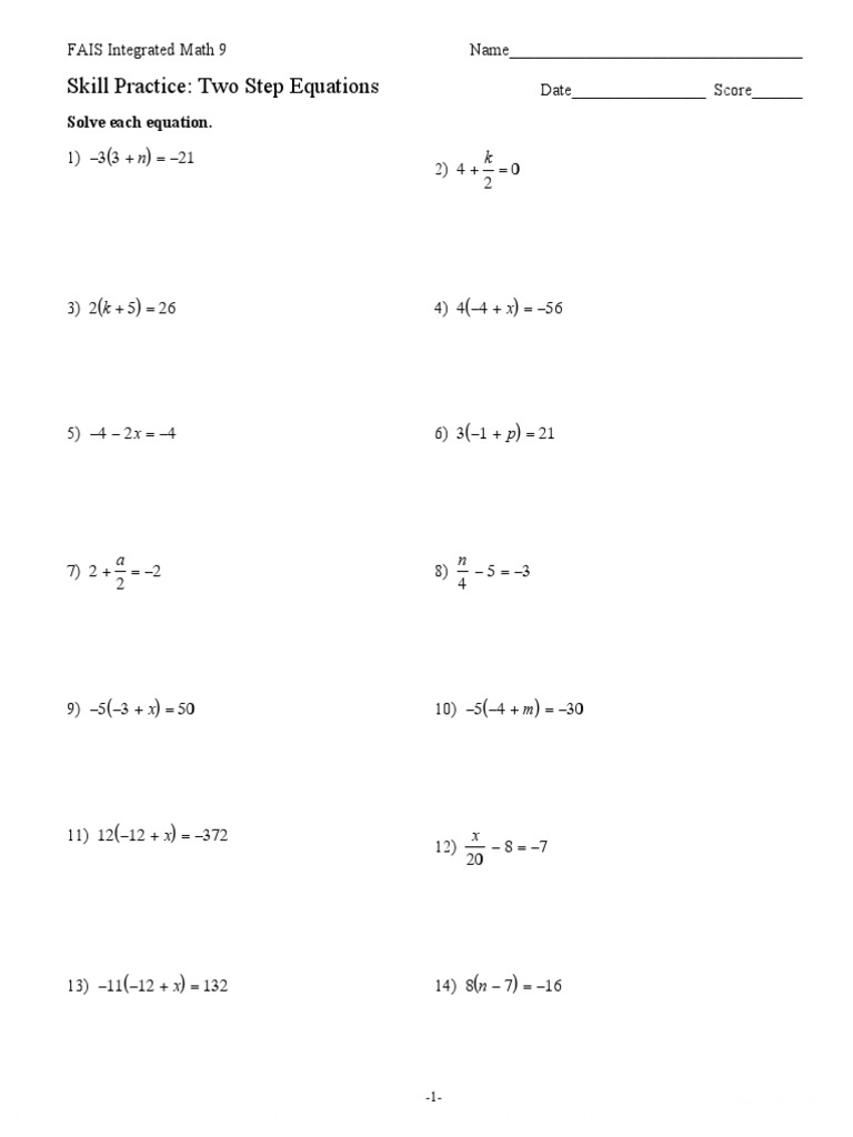 GR 9 Two Step Equations | PDF | Mathematics