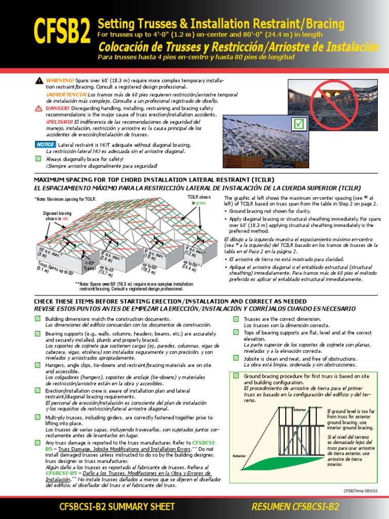 CFSB2 - Truss Installation & Temporary Restraint - Bracing | PDF ...