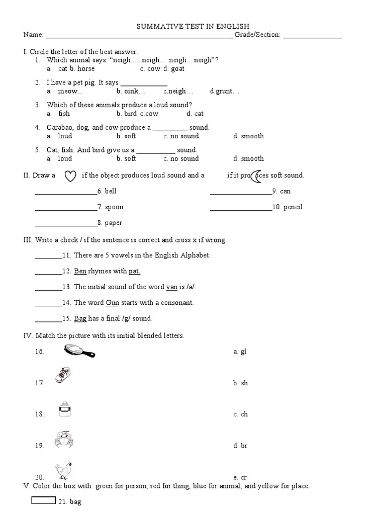 Grade 2 English Summative Test Q1 | PDF | Linguistics | Languages