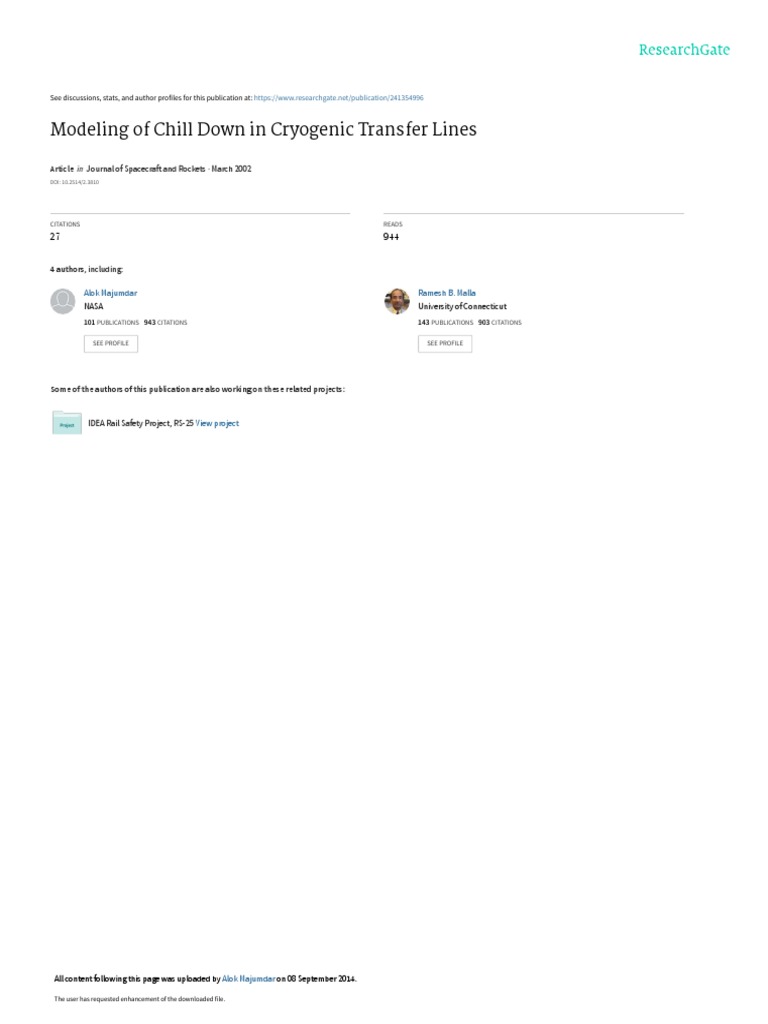 Modeling of Chill Down in Cryogenic Transfer Lines | PDF | Heat ...