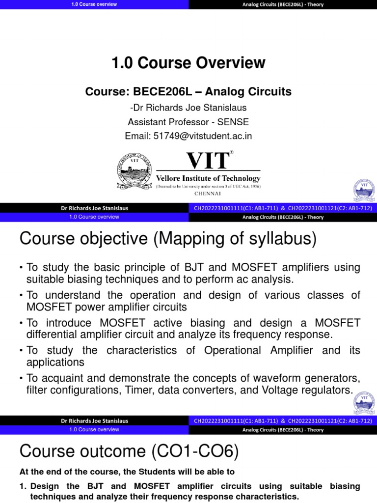 AE - 1.0 Course Overview | PDF | Amplifier | Operational Amplifier