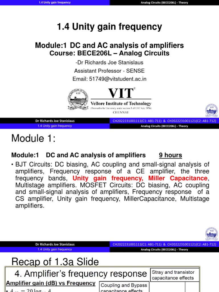 AE - 1.4 Unity Gain Frequency | PDF | Bipolar Junction Transistor | Amplifier