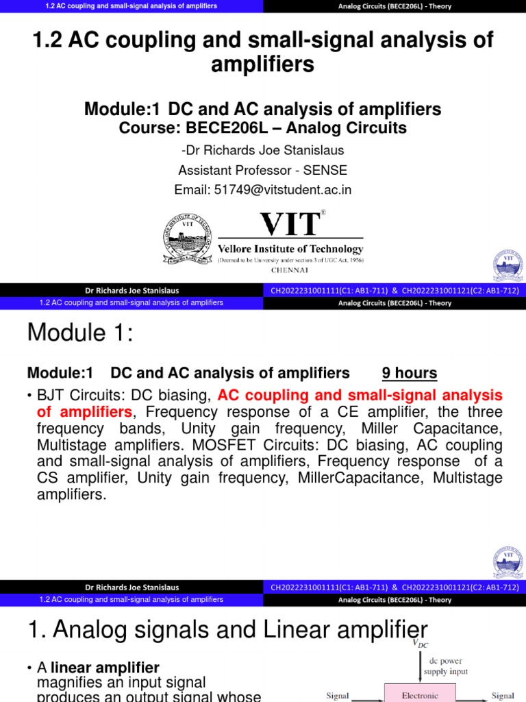 AE - 1.2 AC Coupling and Small-Signal Analysis of Amplifiers | PDF | Amplifier | Bipolar ...