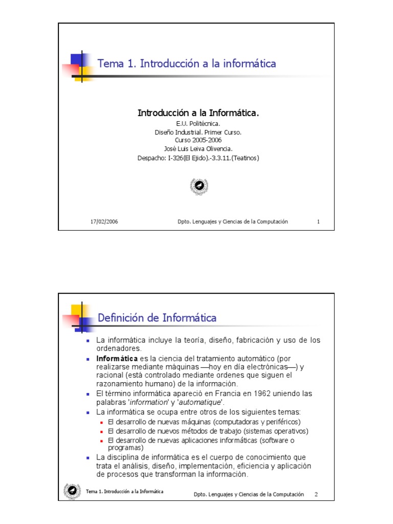 Tema 1 Introduccion A La Informatica | PDF | Microprocesador | Programación