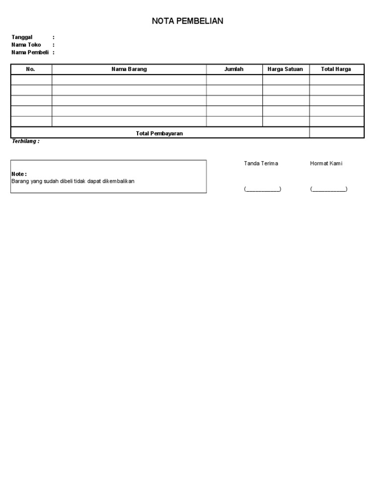 Nota Pembelian | PDF