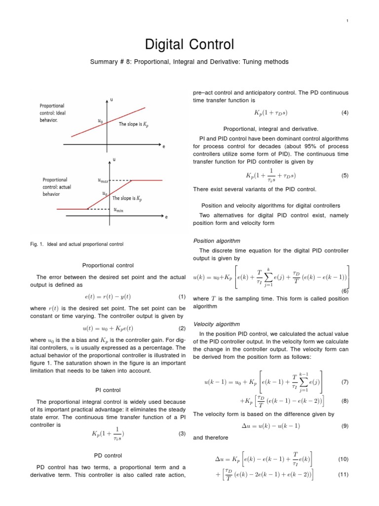 PID Control: Position and Velocity Forms | PDF | Control Theory | Computing