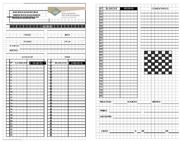 Copia de Hoja de Anotación Ajedrez | PDF