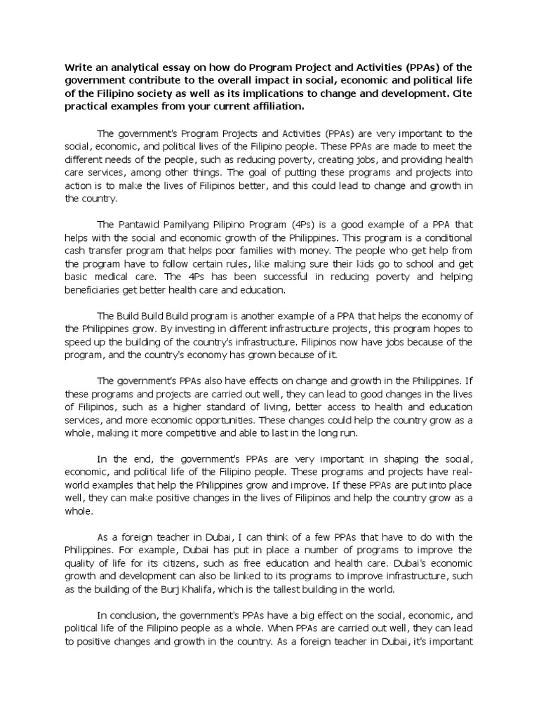 Write An Analytical Essay On How Do Program Project and Activities ...