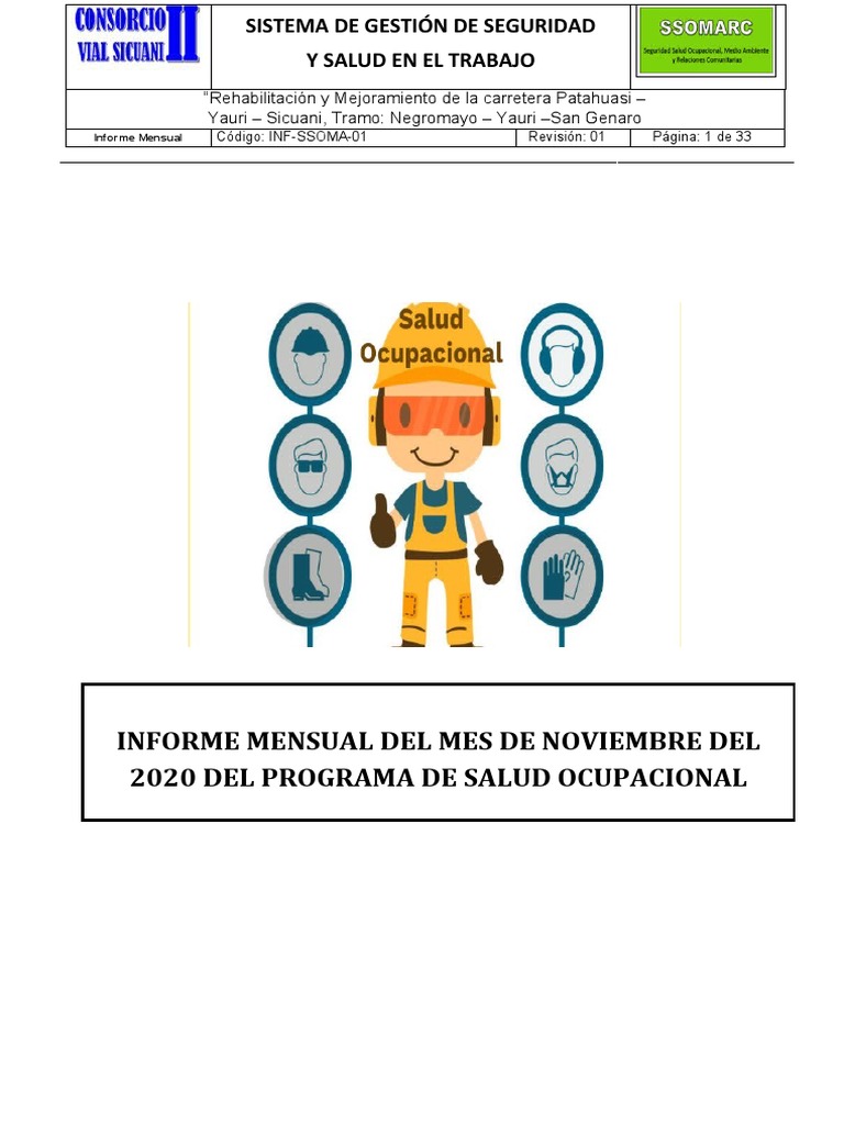 Informe Mensual Salud Ocupacional Noviembre 2020 | Descargar gratis PDF | Seguridad y salud ...