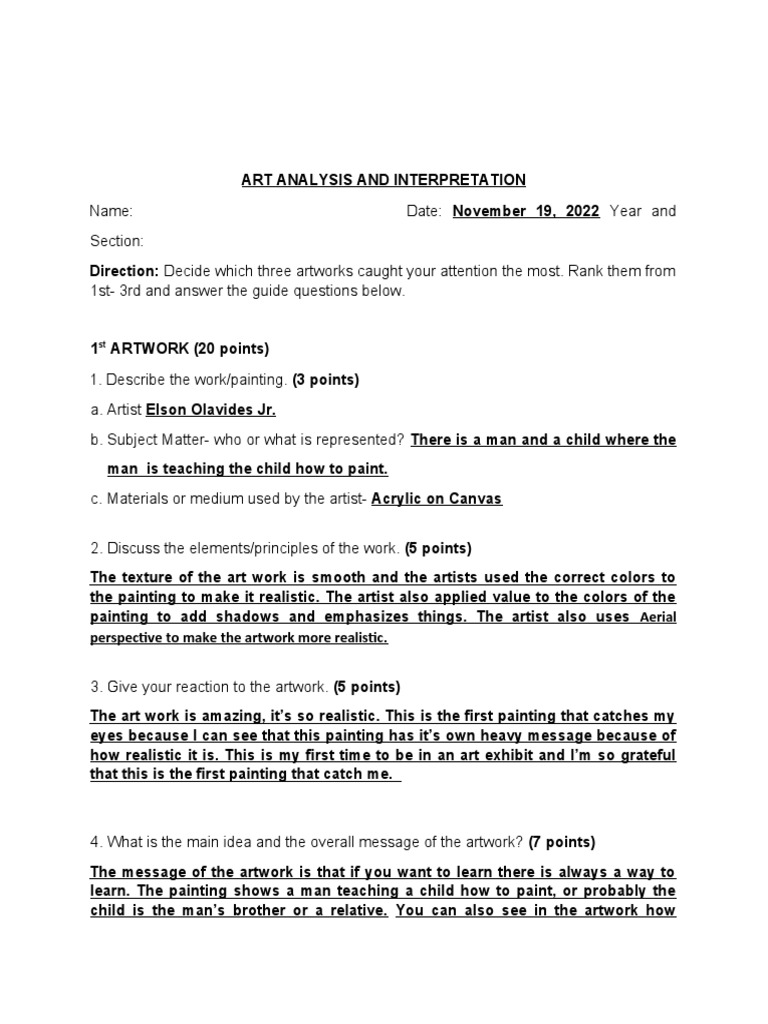 Art Analysis and Interpretation Bonghanoy | PDF | Paintings | Acrylic Paint