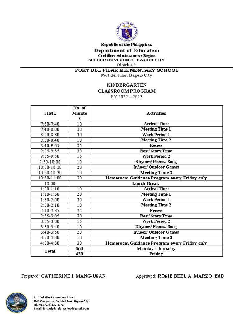Classroom-Program-kinder-cathy Edited | PDF | Human Development | Human ...