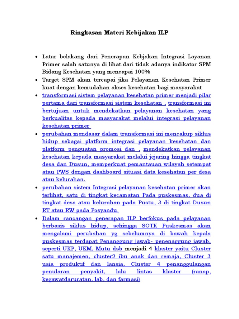 Ringkasan Materi Kebijakan ILP | PDF