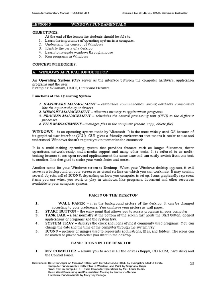 Lesson 3windows Fundamentals | PDF | Icon (Computing) | Window (Computing)