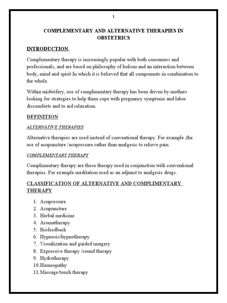 Complementary Therapies in Obstetrics | PDF | Massage | Alternative ...