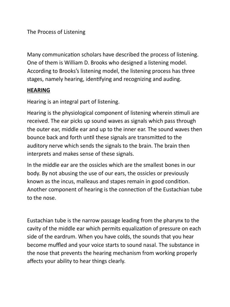 The Process of Listening | PDF | Hearing | Ear