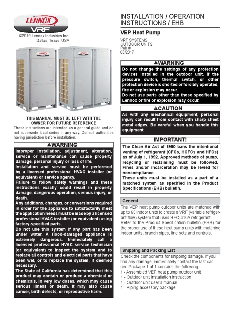 Lennox-VRF EHB VRF Three-Phase | PDF | Pipe (Fluid Conveyance) | Heat Transfer