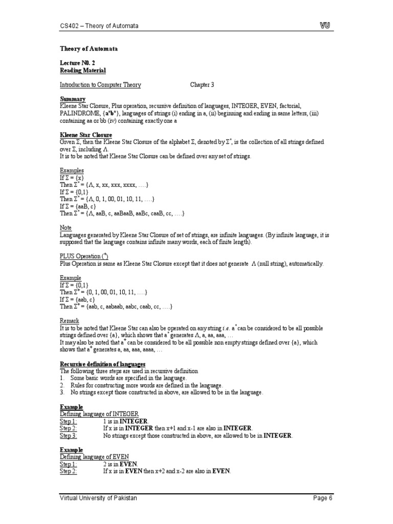Lecture 02 Pdf String Computer Science Automata Theory 0734
