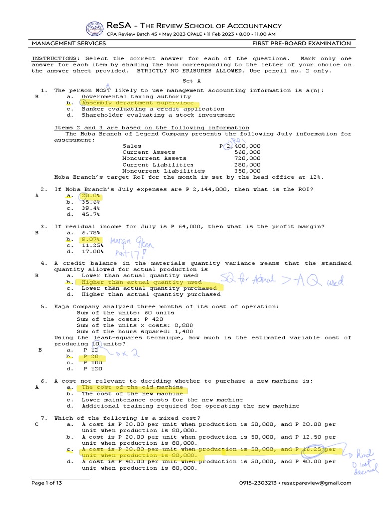 MS B45 First PB With Answers | PDF | Cost | Equity (Finance)
