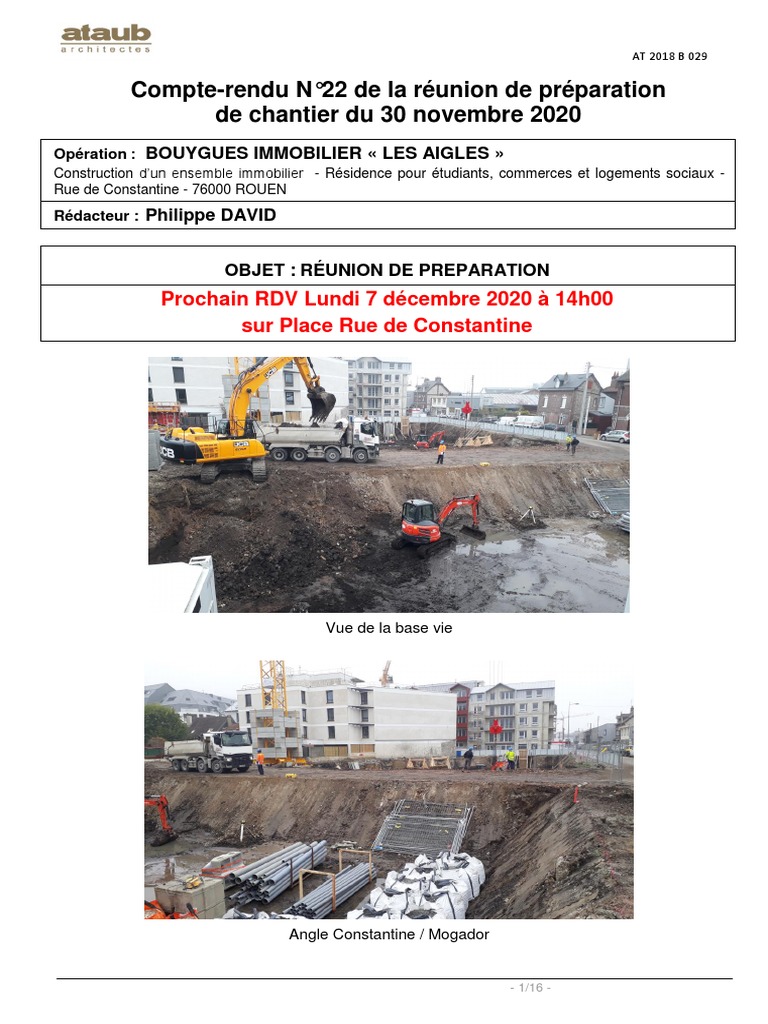 Réunion préparation chantier Les Aigles | PDF | Génie du bâtiment | Ingénierie civile