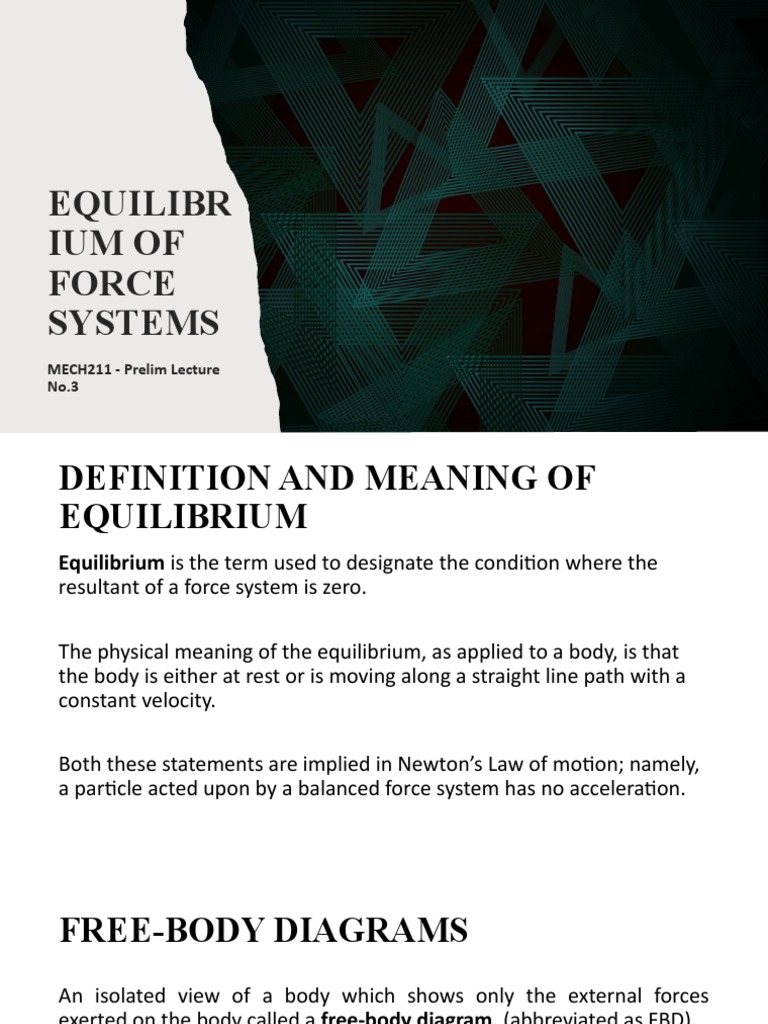 MECH 211 - Equilibrium of Force Systems | Download Free PDF | Force | Mechanics