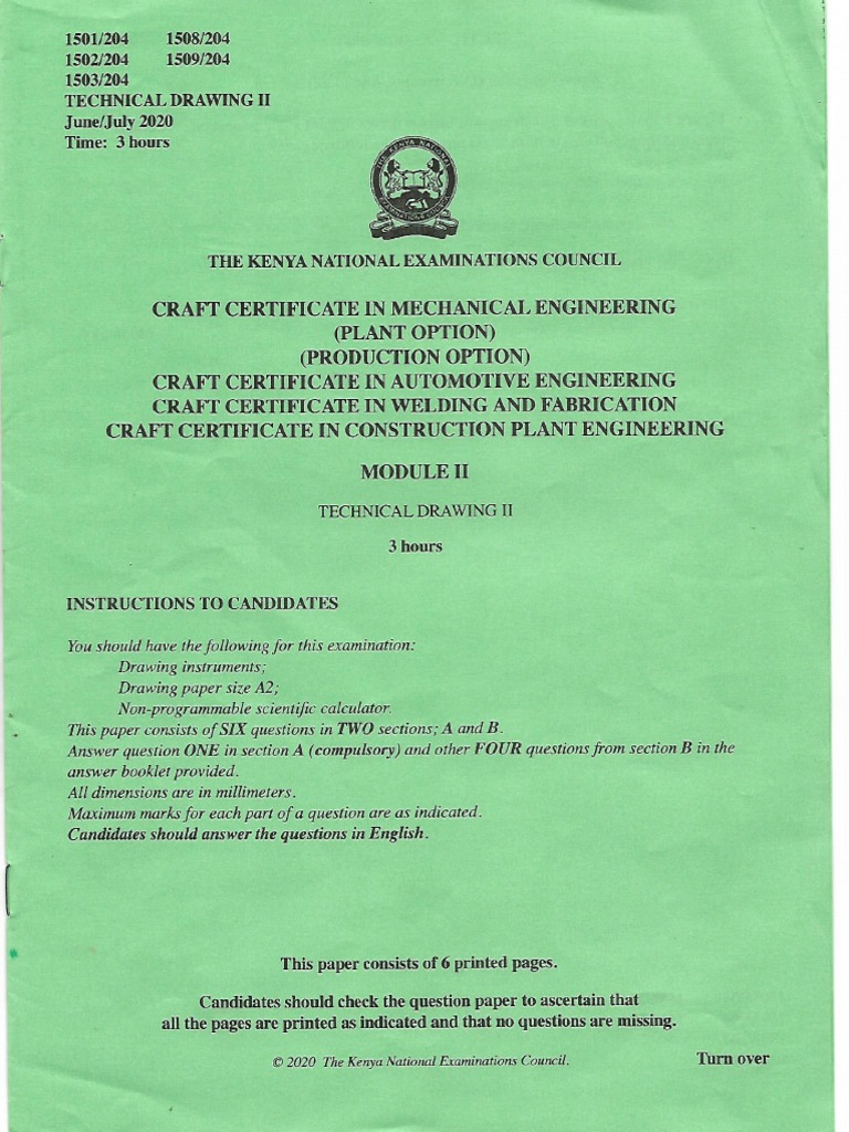 Technical Drawing 11 - Knec - 1293-1 | PDF