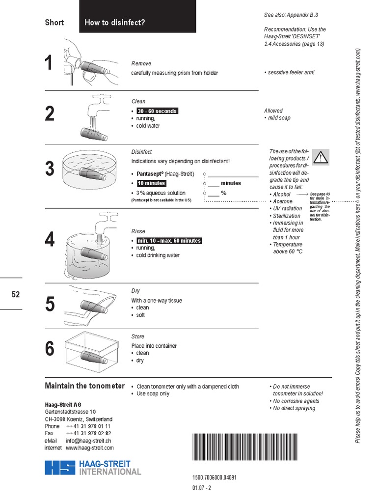Goldman Tonometer Disinfection | PDF | Disinfectant | Industrial Processes