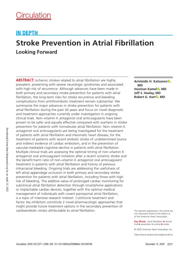 Stroke Prevention in Atrial Fibrillation | PDF | Stroke | Clinical Medicine