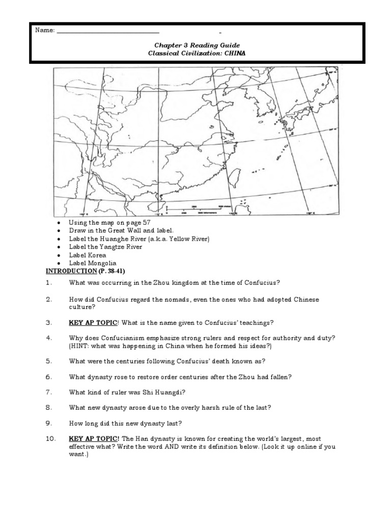 Ch. 3 Classical China Reading Guide | PDF | China | World Politics
