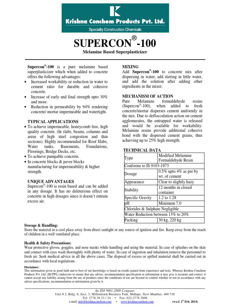 Supercon 100 | PDF | Concrete | Cement