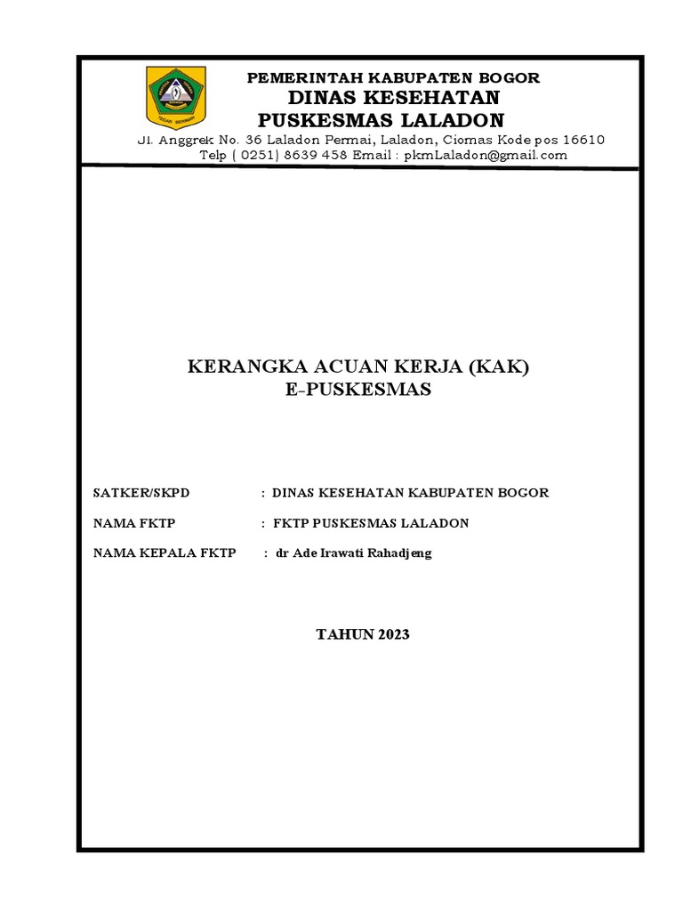 KAK E-Puskesmas | PDF