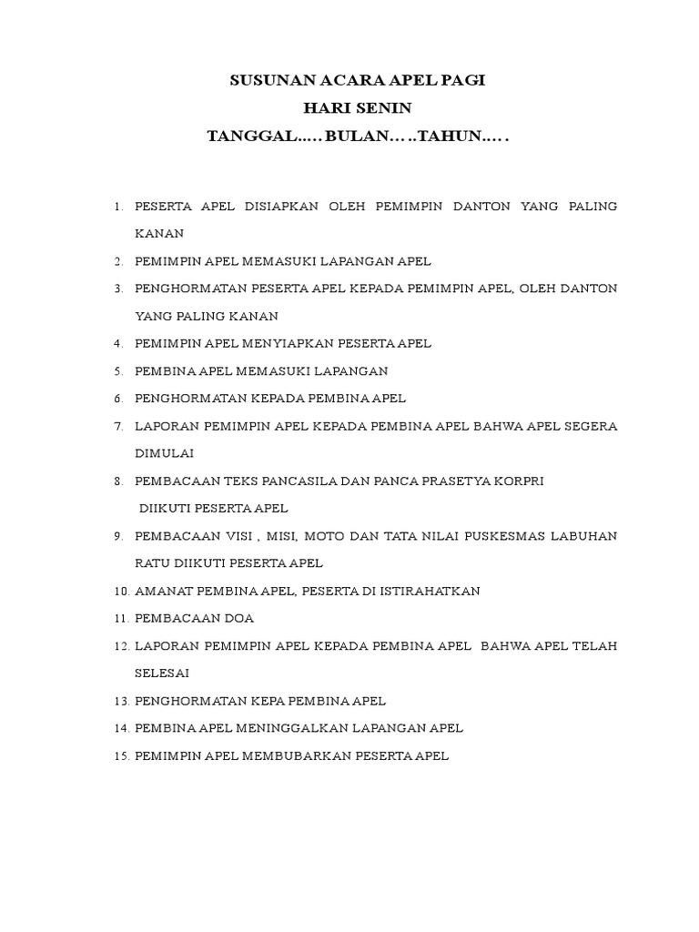 Susunan Acara Apel Pagi | PDF