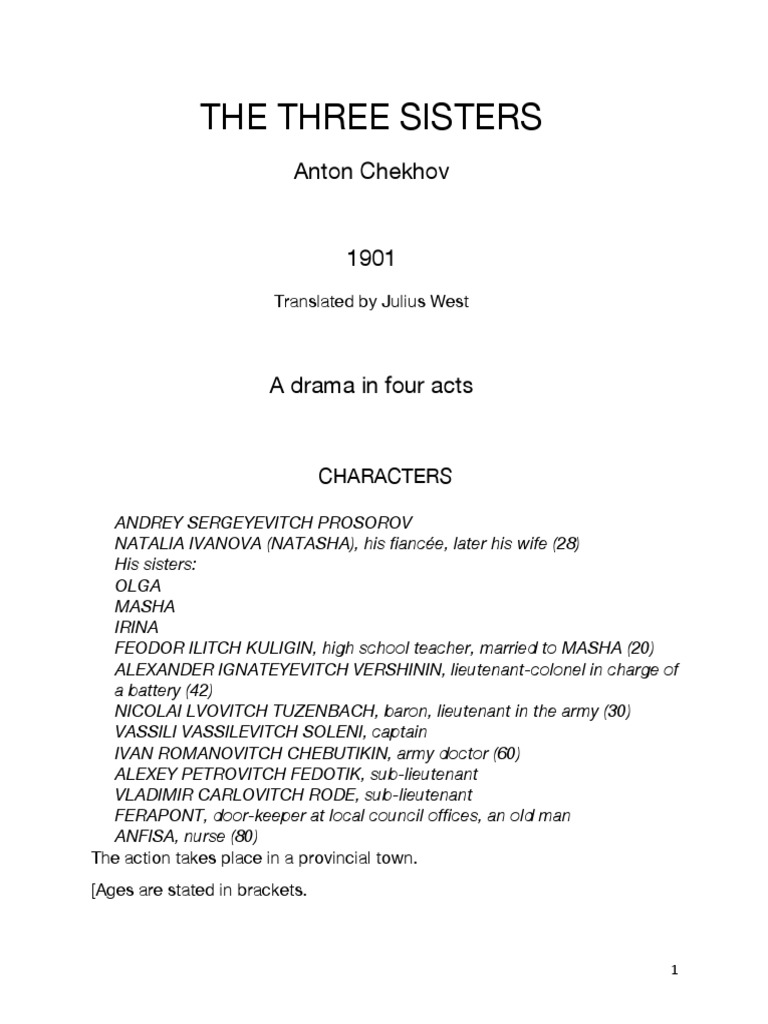 The Three Sisters Anton Chekhov | PDF