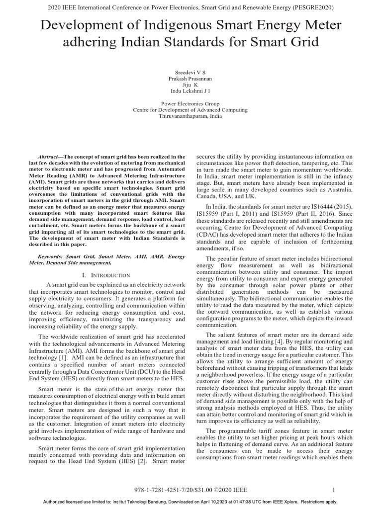 Development of Indigenous Smart Energy Meter Adhering Indian Standards ... Development of Indigenous Smart Energy Meter Adhering Indian Standards ...
